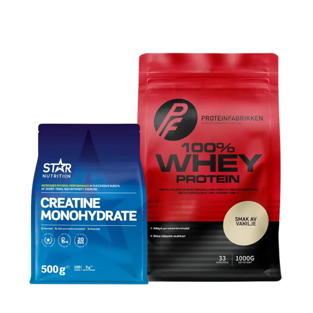 100% Whey Protein 1 kg | Kreatin Monohydrat 500 g - extremefitness.no